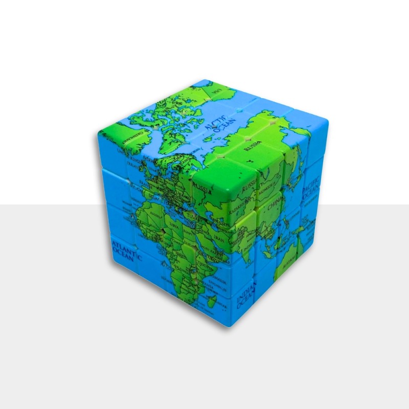 Mappa fisica della Terra in formato cubo 4x4 - Sfida e geografia in un ...