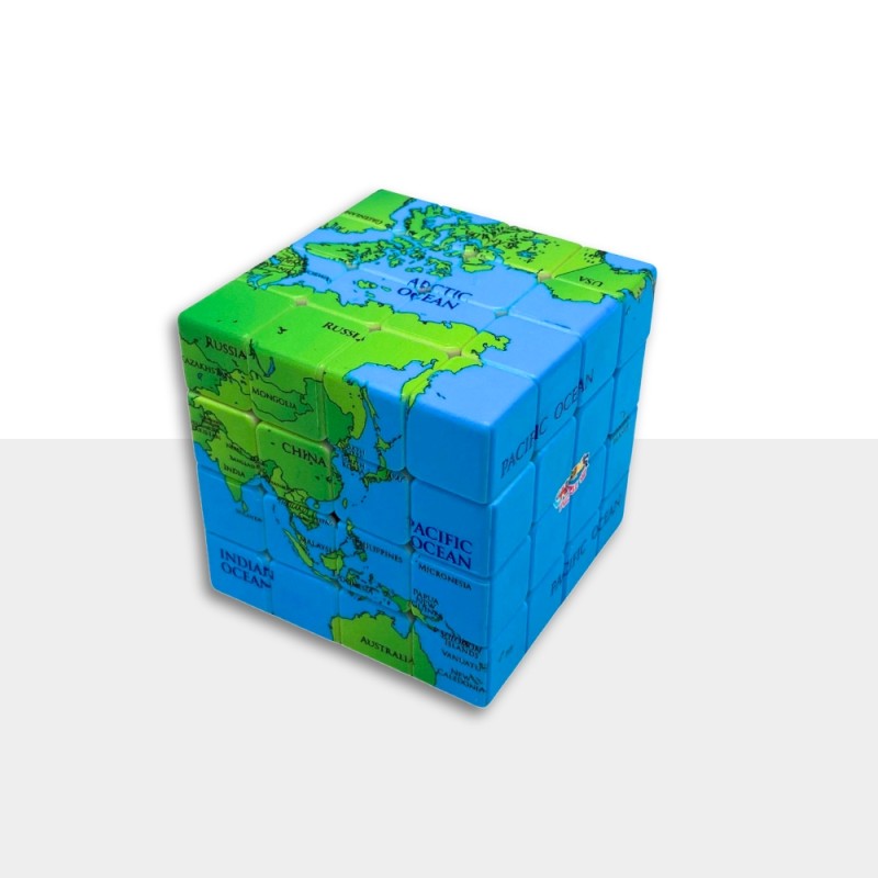 Mappa fisica della Terra in formato cubo 4x4 - Sfida e geografia in un ...