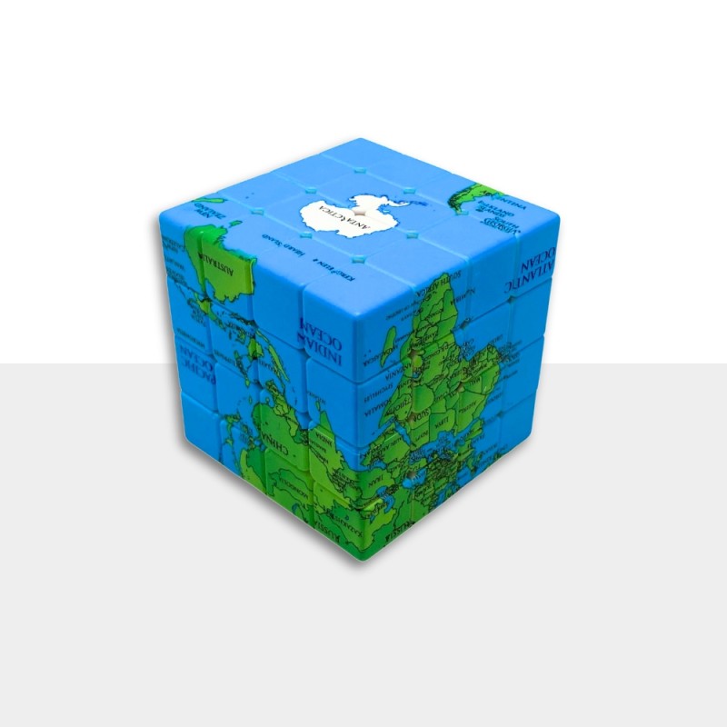 Mappa fisica della Terra in formato cubo 4x4 - Sfida e geografia in un ...