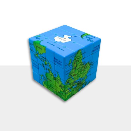 Mappa fisica della Terra in formato cubo 4x4 - Sfida e geografia in un ...