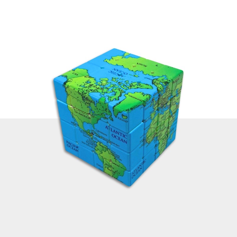 Mappa fisica della Terra in formato cubo 4x4 - Sfida e geografia in un ...